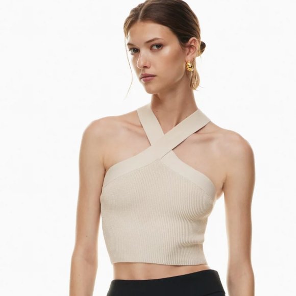 Aritzia | Tops | Aritzia Babaton Sculpt Knit Criss Cross Cropped Tank ...
